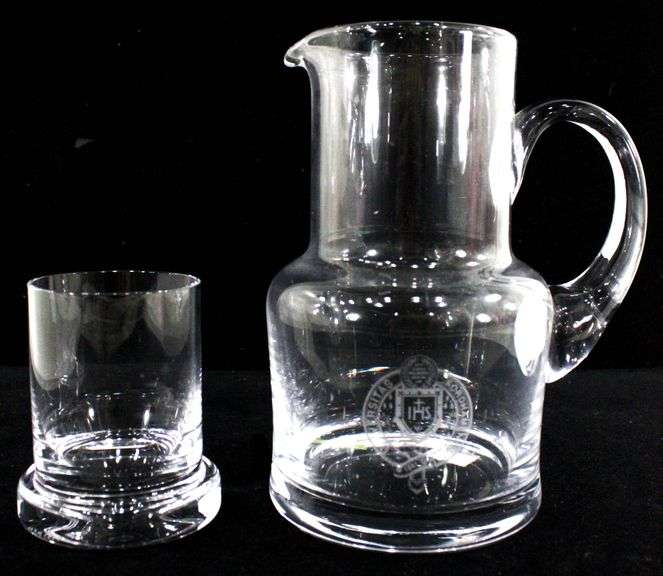 Tiffany & Co. Crystal Glass "Fordham University" Water Carafe and Cup ...