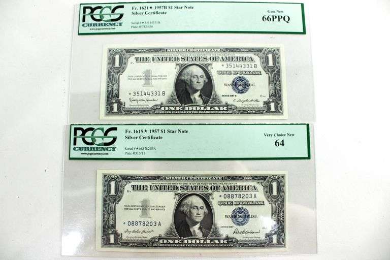 1957 ( fr 1619 ) and 1957 B ( fr 1621 ) US $2 Silver Certificates ...