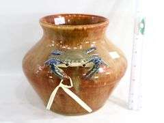 Signed and Dated 06 - Richard Ashburn Pottery Sculptural Crab Relief ...