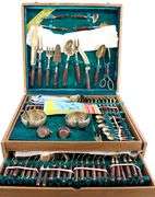 Vintage James Bronze Brass Flatware with Storage Chest - 19 x 17 x 7 ...