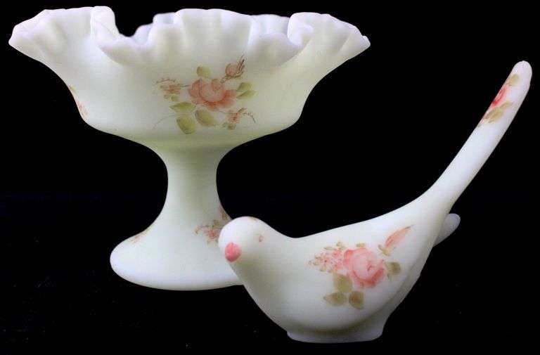 Fenton - C. Evans & Nancy Roberts Signed Vaseline Custard Glass Hand ...