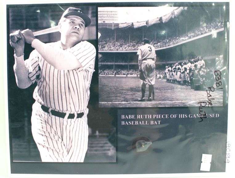 Babe Ruth GAME USED Bat FRAGMENT with COA - Bunting Online Auctions