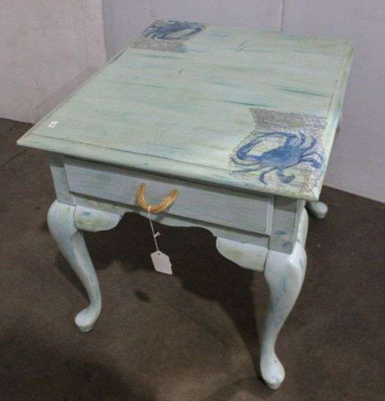 Nautical Arts & Crafts "Blue Crab" Accent Table - 23 x 22 x 27 ...