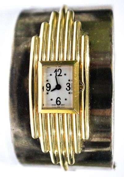 ALFRED DURANTE Franklin Mint Gold Silver Plated "The Cuff" Watch ART ...