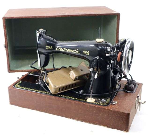 Mid-20th Century Electromatic Sewing Machine - Portable with Foot Pedal ...