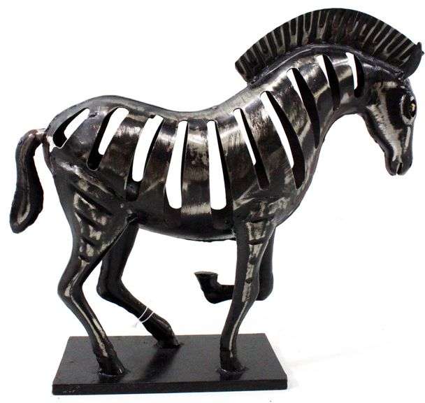 Vintage Brutalist Modern "Zebra" Metal Sculpture - 10 x 11 - Bunting ...