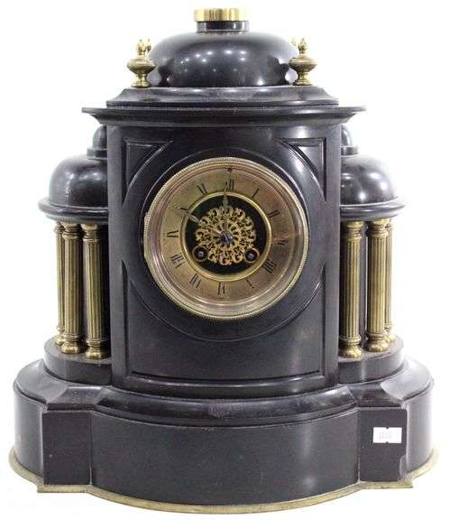 Victorian Slate Marble Dome Column Mantle Clock. - Bunting Online Auctions