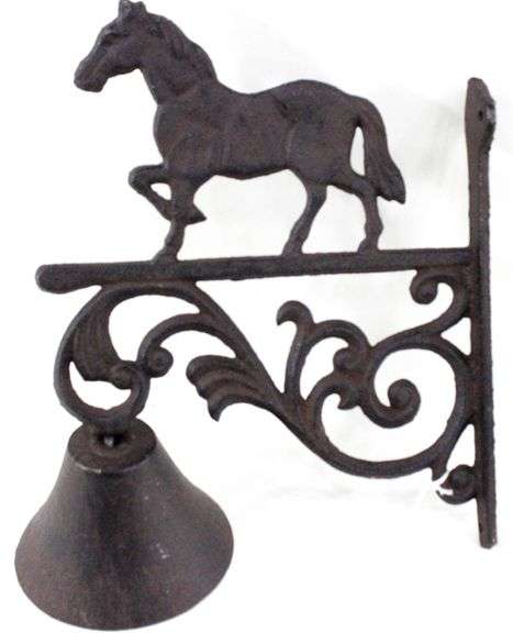 Vintage Cast Metal Equine Wall Mounted Bell Hanger with Bell - Bunting ...