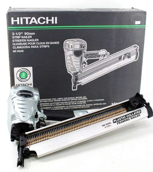 Hitachi 3½" Pneumatic Strip Nailer / NR 90AE Plastic Collated Framing ...