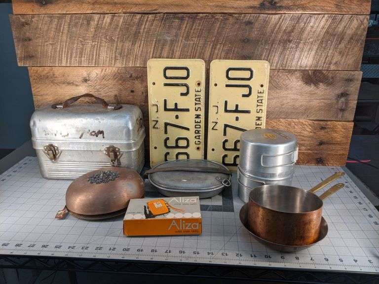 CAMPING STOVE, LUNCH BOX, FIRE BELL, NJ LICENSE PLATES - Bid On Estates ...
