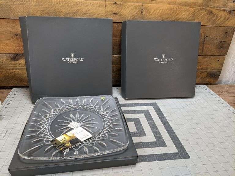 Waterford Crystal. 2 Square Charger Plates in Lismore Pattern - Bid On ...