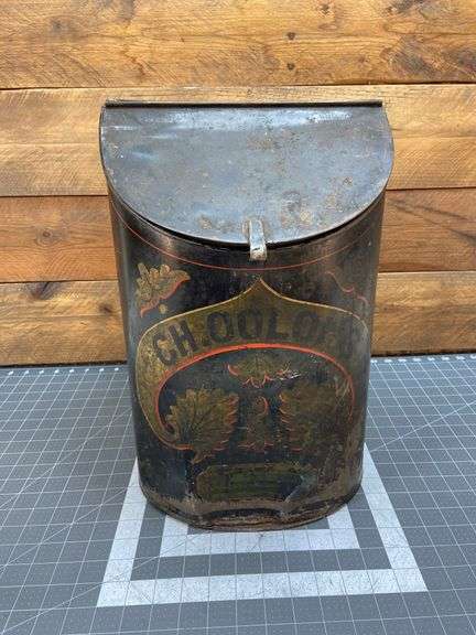 Antique Painted Tin Tea Bin for Store, CH Colons - Bid On Estates ...