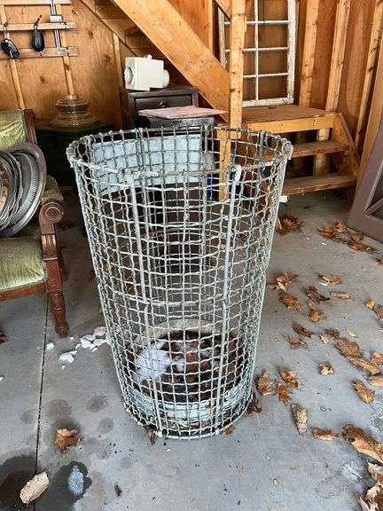 Industrial Metal Wire Garbage Can - Bid On Estates Auction Services