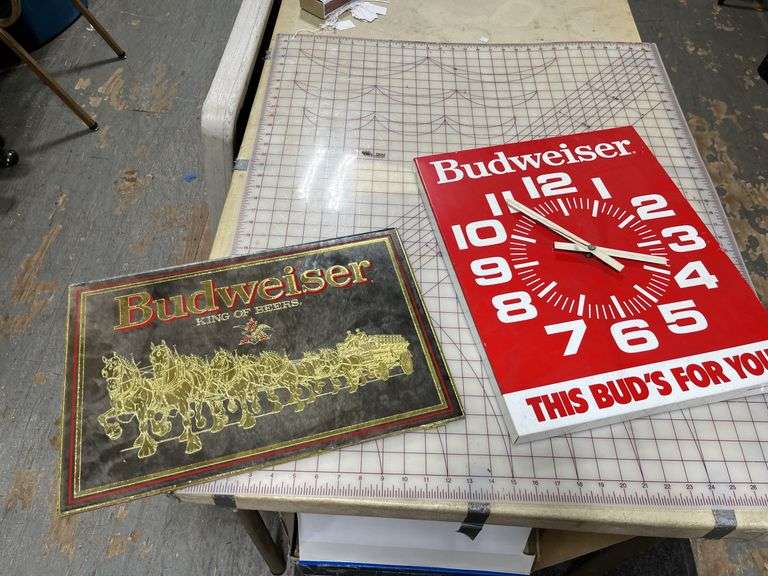 Budweiser Clock and Mirror - Bid On Estates Auction Services
