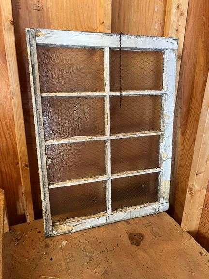 Old Window with Chicken Wire Windows - Bid On Estates Auction Services
