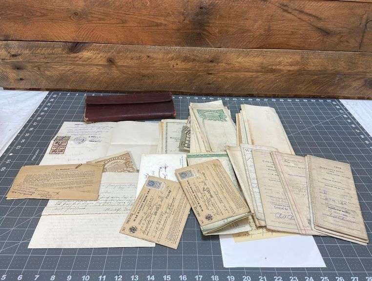 Early Paper. 1939 Letter from Germany, War Rations, Stock Certificates ...