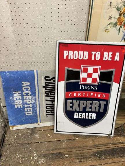 2 Metal Signs. Purina Feed and Super Fleet - Bid On Estates Auction ...