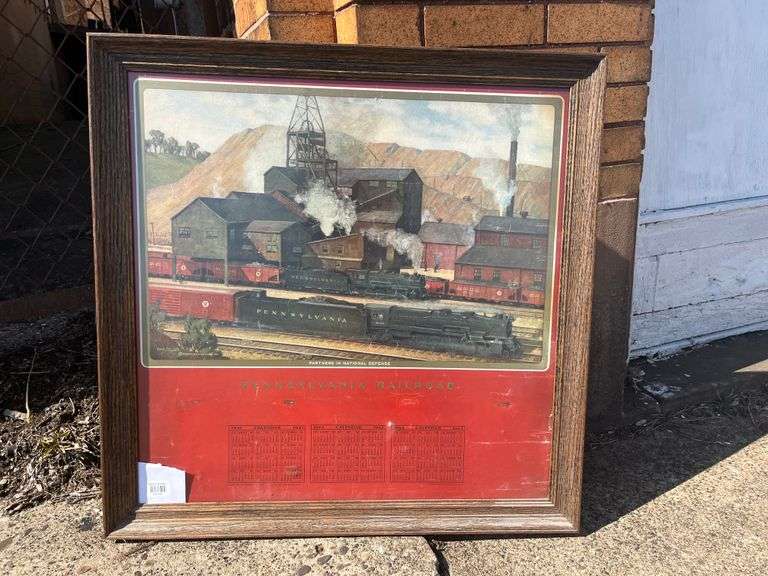 Framed Wartime Era PRR Calendar - Bid On Estates Auction Services