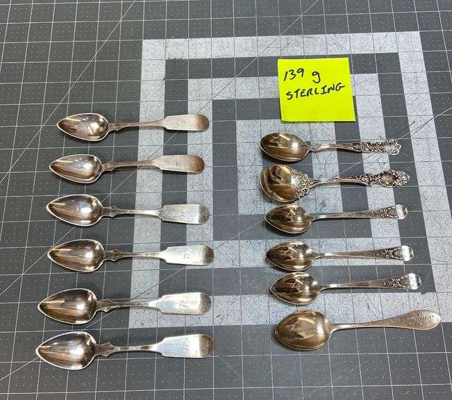 139g of Marked Sterling Silver Spoons, plus 5 Antique Spoons Marked L ...