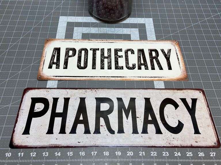 Large Antique Medicine Bottle, Modern Pharmacy Signs - Bid On Estates ...