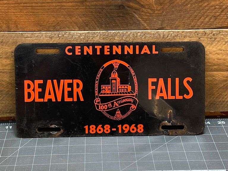 Beaver Fall Centennial License Plate - 1968 - Bid On Estates Auction ...
