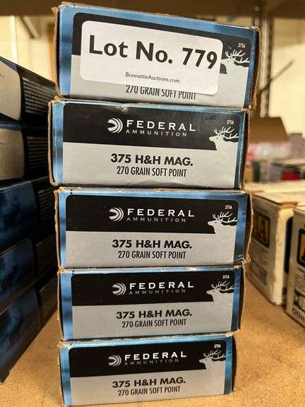 Federal 375 H+H Mag - 20 Rounds x6 - Bonnette Auctions