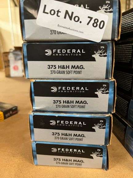 Federal 375 H+H Mag - 20 Rounds x5 - Bonnette Auctions