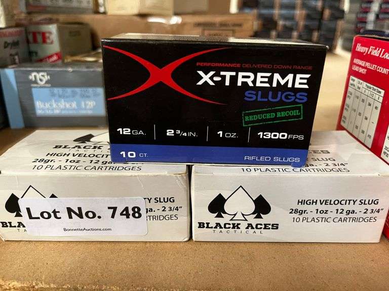 12ga Slugs - Black Aces & X-treme - 10 Rounds x4 - Bonnette Auctions