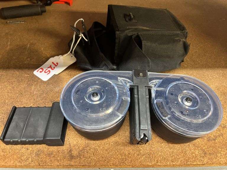 M16/M4 Drum magazine with loader and bag, 5.56 rounds - Bonnette Auctions