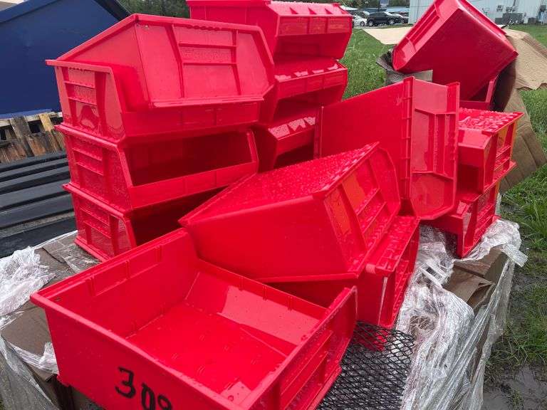 Large Lot of Red Bins - Bonnette Auctions
