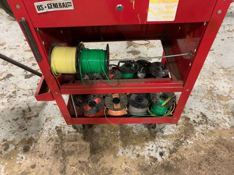 US general red electrical wiring with wire toolbox with contents ...