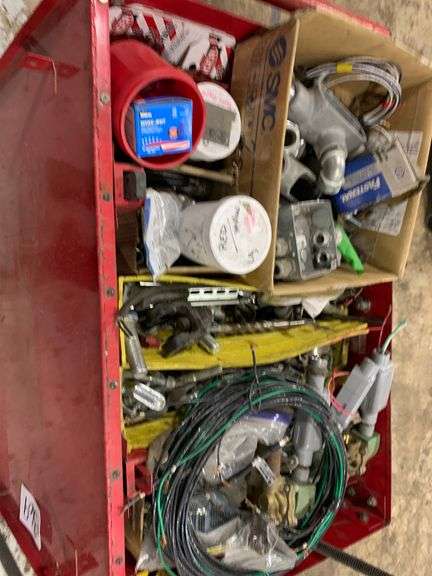 US general red electrical wiring with wire toolbox with contents ...
