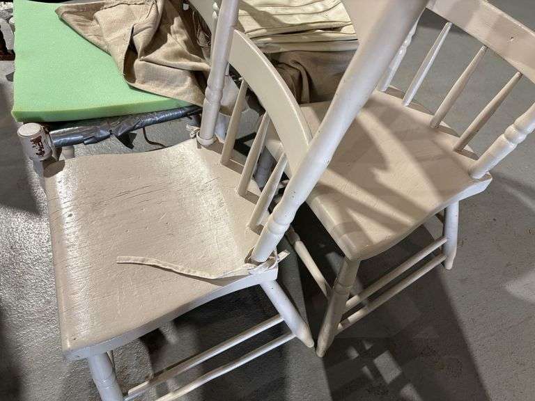 4 – wooden chairs, 2 with duct tape seats - Bonnigson & Associates