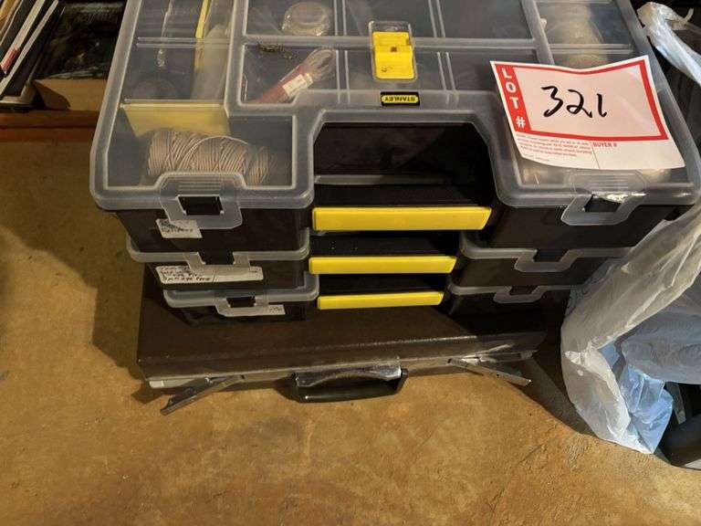 3 – Stanley storage boxes with items and a briefcase - Bonnigson ...