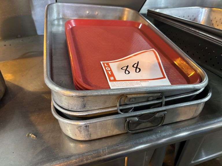 Cash box and bake pans, trays - Bonnigson & Associates