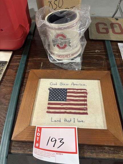 God bless America sign, Ohio State candleholder - Bonnigson & Associates