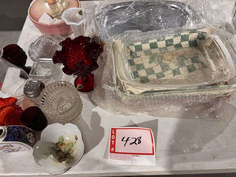 Glass baked pans, platter, assorted glass - Bonnigson & Associates