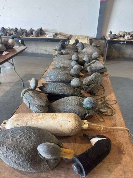 Table of duck decoys with weights - Bonnigson & Associates