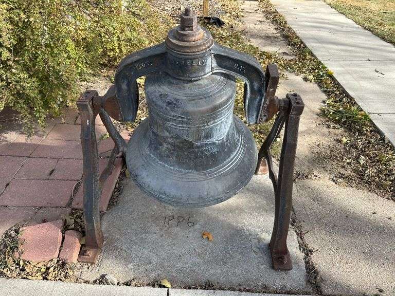 OUTDOOR CHURCH BELL, CRADLE & CLAPPER - Bramer Auction & Realty