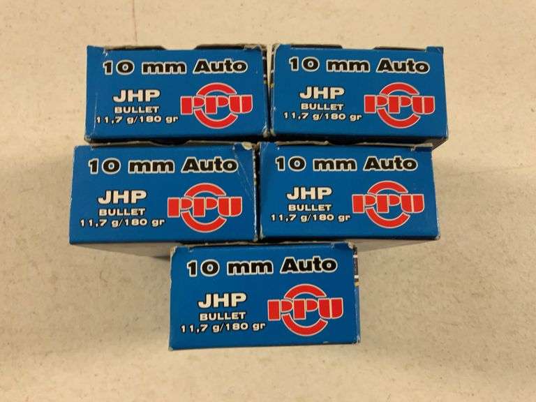 5 boxes of PPU 10mm auto ammo, 180 gr ammo, 50 rds/box - Brian Burke ...