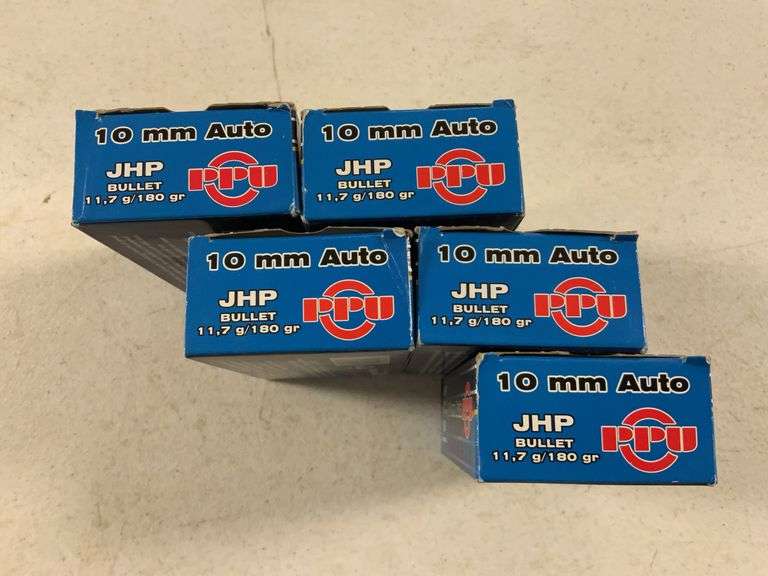 5 boxes of PPU 10mm ammo, 50 rds/box, 180 gr - Brian Burke Auctions