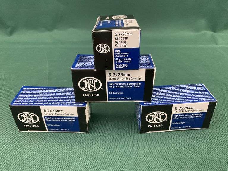 x4 Boxes of FN 5.7x28mm 40gr v-max - Brian Burke Auctions