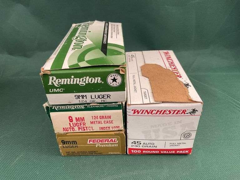x4 boxes of pistol ammo. 9mm & 45 auto - Brian Burke Auctions