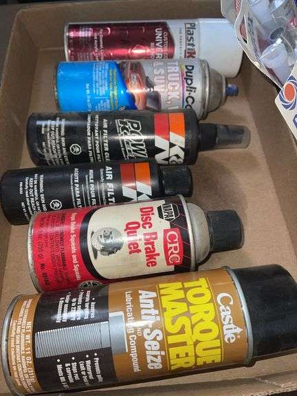 2 boxes of full can torque master anti-seize, partial cans of disc ...