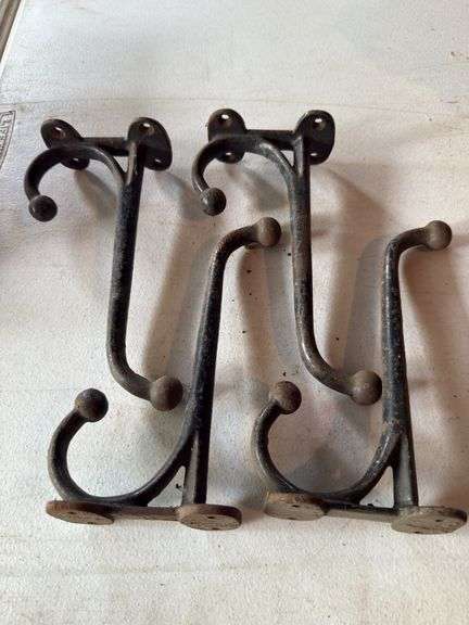 Four large vintage coat and hat, hooks, see photos for details - Brian ...