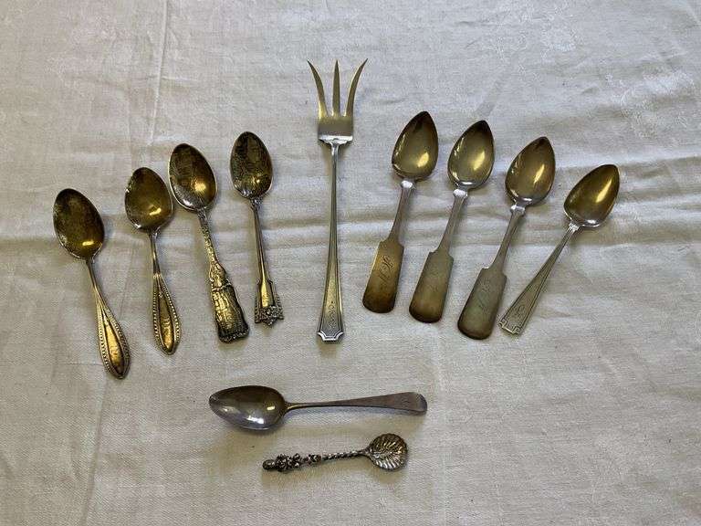 Seven Sterling spoons and three spoons with proof marks most likely ...