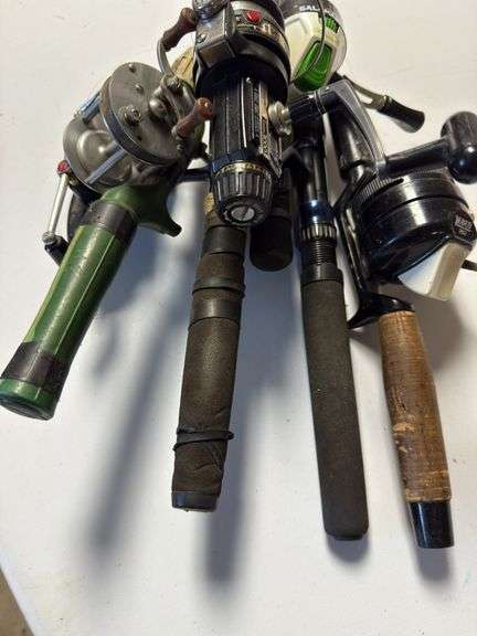 5 fishing rods and 5 reels, - Brian Burke Auctions
