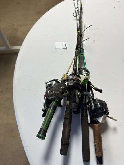 5 fishing rods and 5 reels, - Brian Burke Auctions