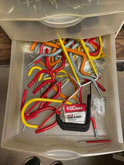 3 Tier Storage Container Filled with Pegboard Tool Hook Holder, Wheels ...