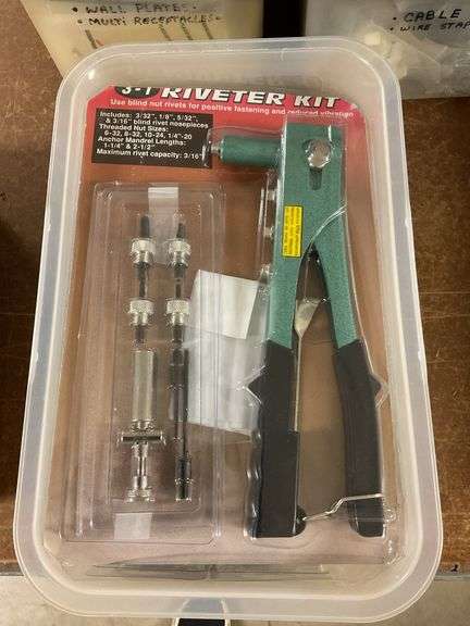 Container Filled with Pop Rivet Kit - Brian Burke Auctions